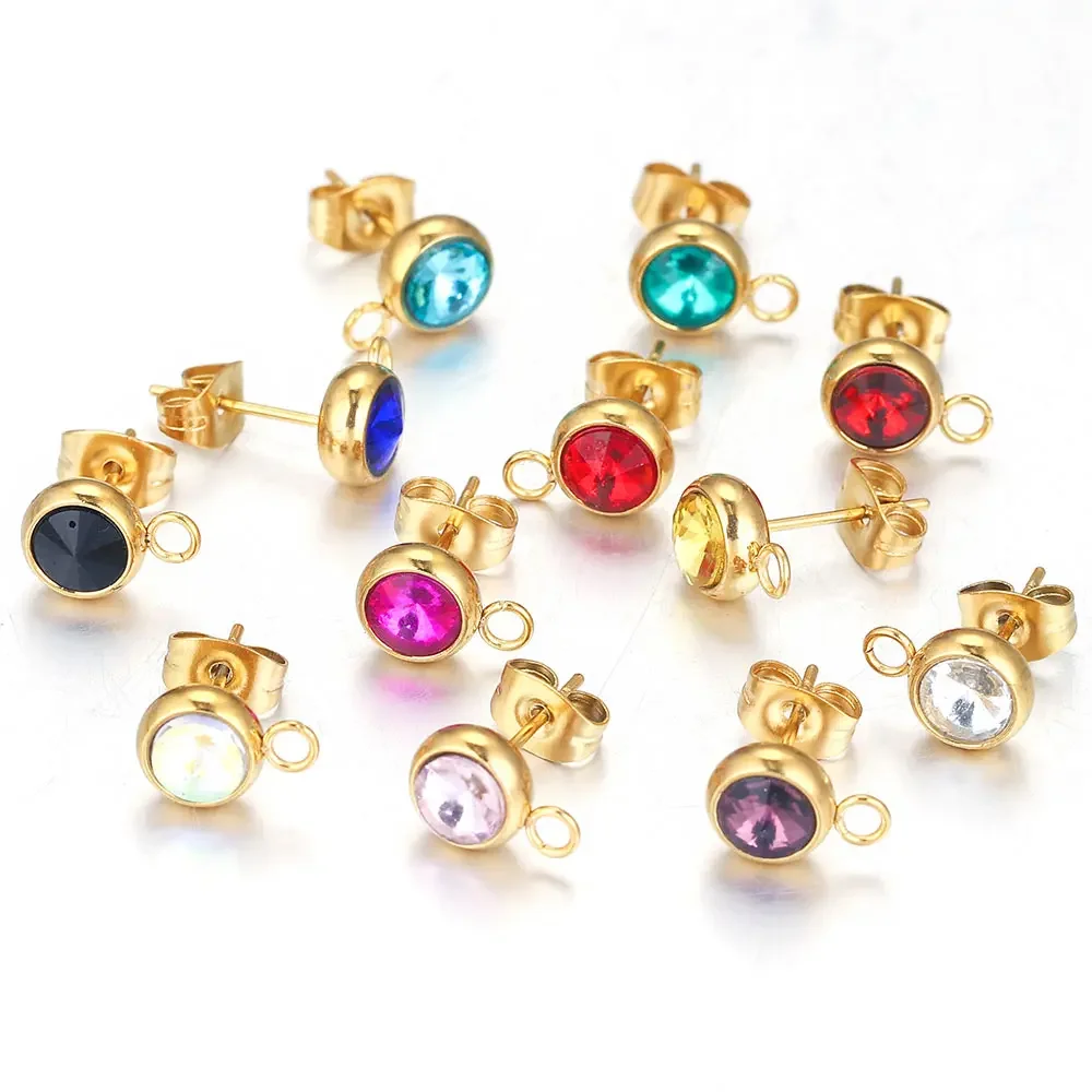 10pcs-lot-7mm-Round-Gold-Stainless-Steel-Earrings-Base-Post-Components ...