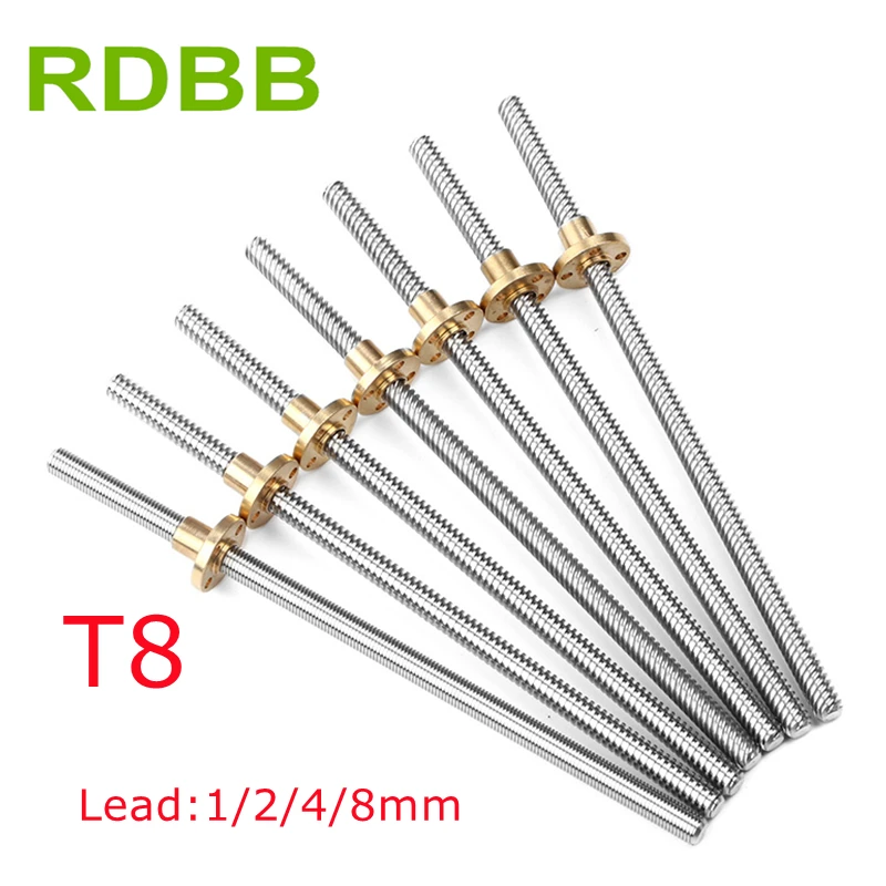 3D Printer T8 Lead Screw OD 8mm Lead 2mm 4mm 8mm 200mm 250mm 300mm ...
