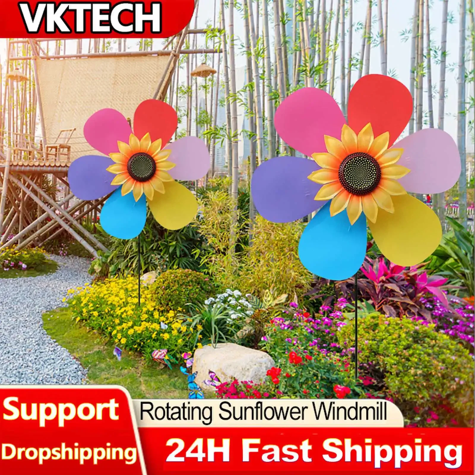 Colorful-Sunflower-Windmill-Turbine-for-Lawn-Garden-Party-Decoration ...