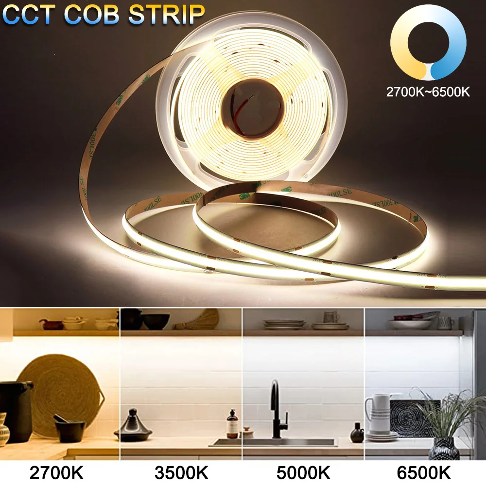10M-COB-CCT-LED-Strips-Lights-Ultrathin-5mm-2-Wires-2700-6500K-Dimmable ...