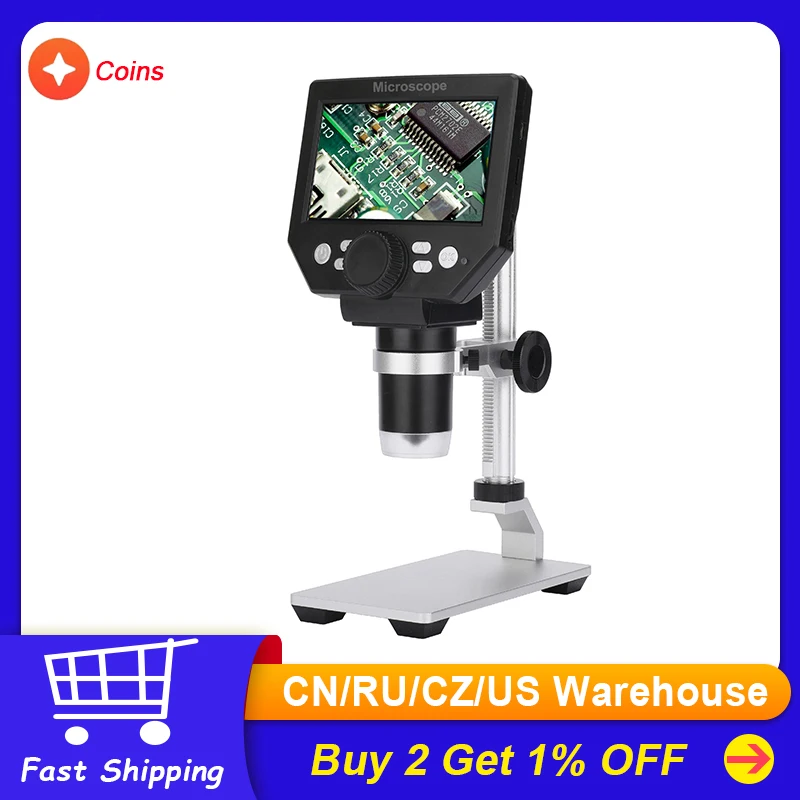 G1000 Digital Electron Microscope 4.3 Inch Large Base LCD Display 10MP ...