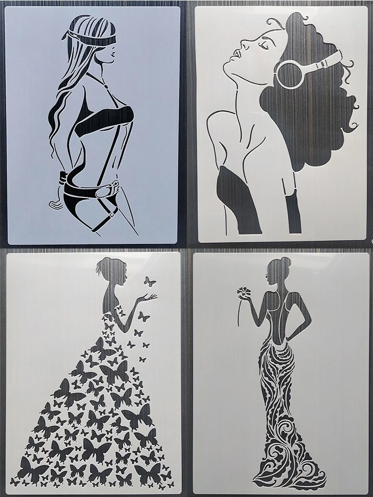 21*29Cm Pretty Girl Template Fox DIY Layering Stencils Wall Painting ...