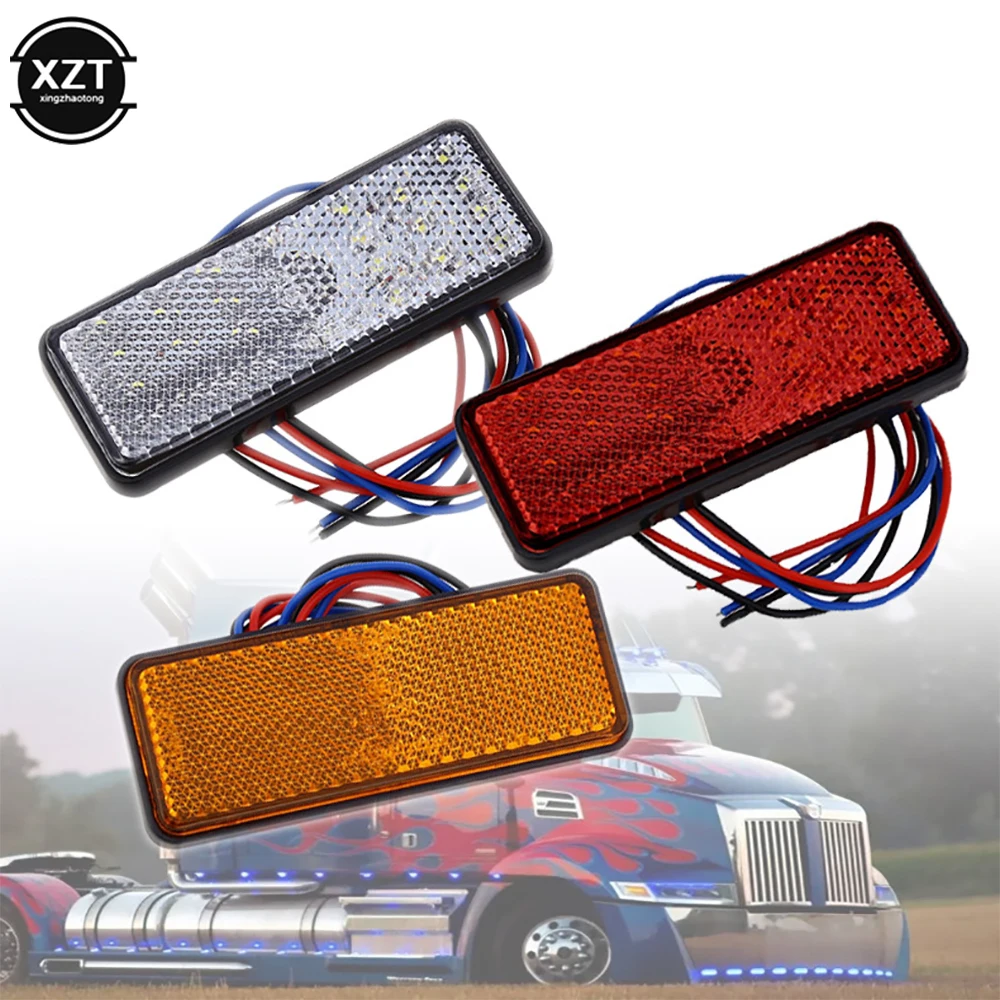RED-Lens-Rectangle-Red-LED-Reflectors-Brake-Light-For-Universal ...
