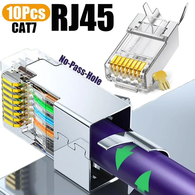 Cat7-RJ45-Shielded-Connector-End-Modular-Plug-Connection-Gold-Plated ...