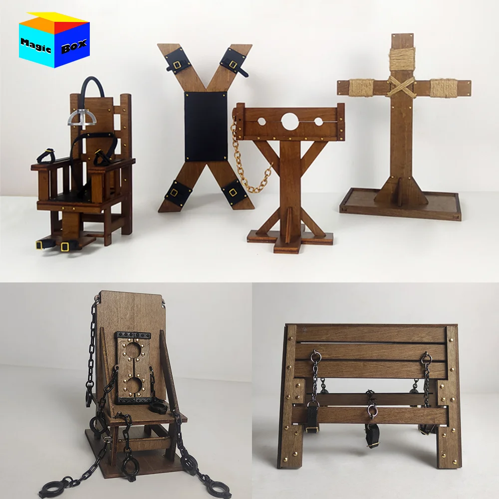 1-12-Wooden-Torture-Chair-Shackle-Cross-Ancient-Gallows-Model-Toys-For ...