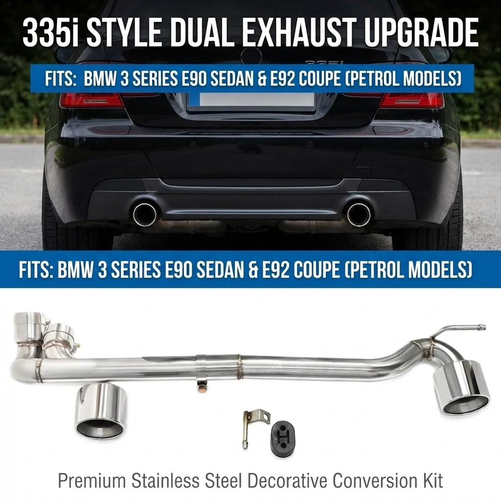 335i Style Dual Exit Exhaust for BMW E90 E92 325i 328i 330i, 304 ...