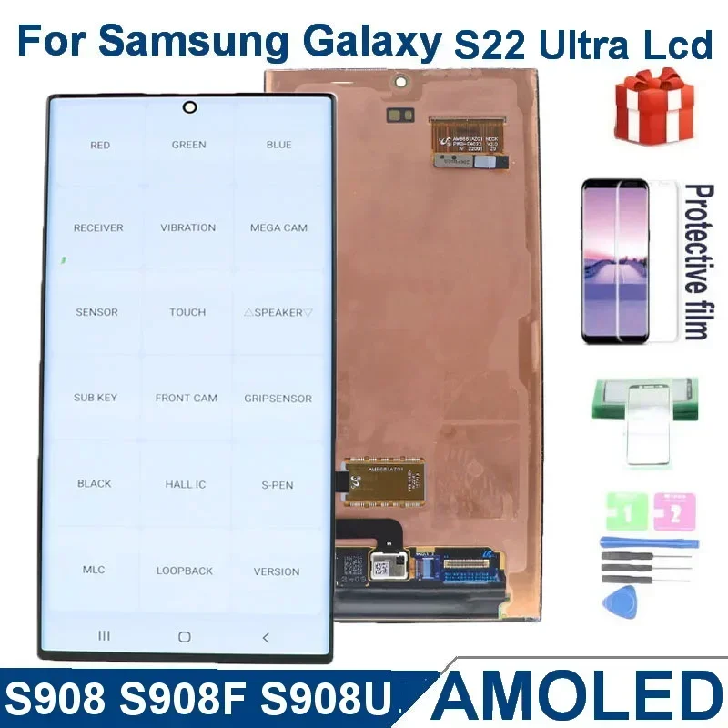 AMOLED S22 Ultra Screen For Samsung Galaxy S22 Ultra S908 S908U S908B ...
