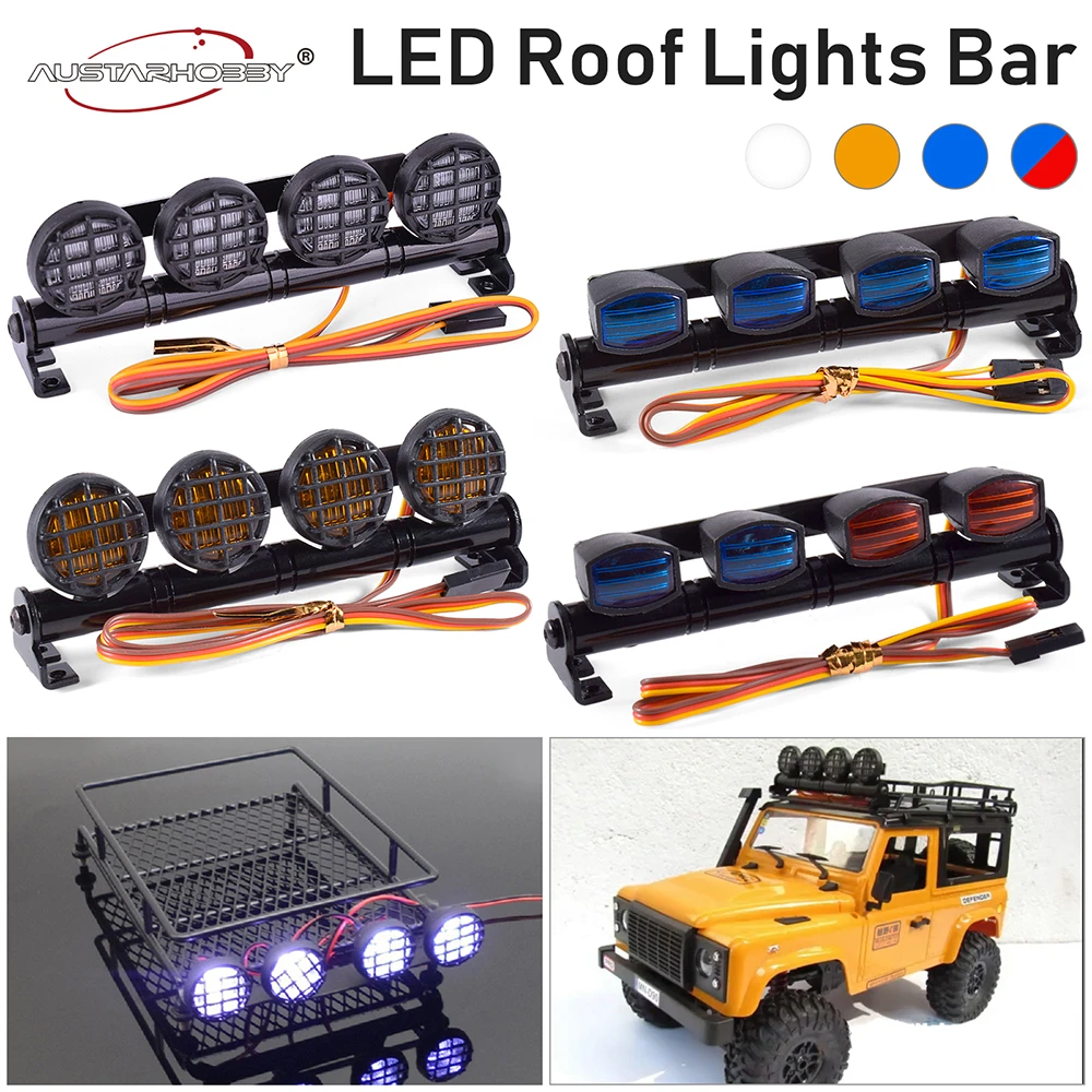 AUSTAR RC Roof Bulb Lights 1:10 Scale Crawler Accessories with 4 LED ...