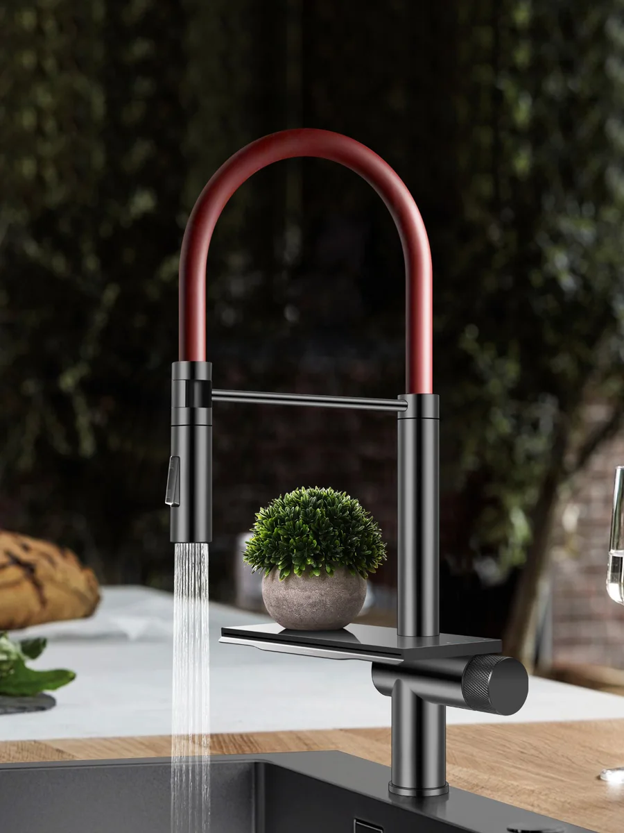 Stainless-Steel-Faucet-Kitchen-Faucet-Flat-Waterfall-Water-Outlet-Cold ...