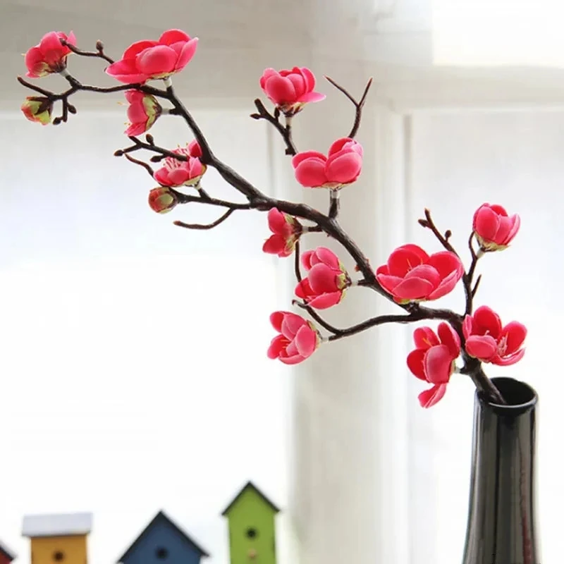 Single-Branch-Spring-Artificial-Plum-Cherry-Blossoms-Flores-de-Seda ...