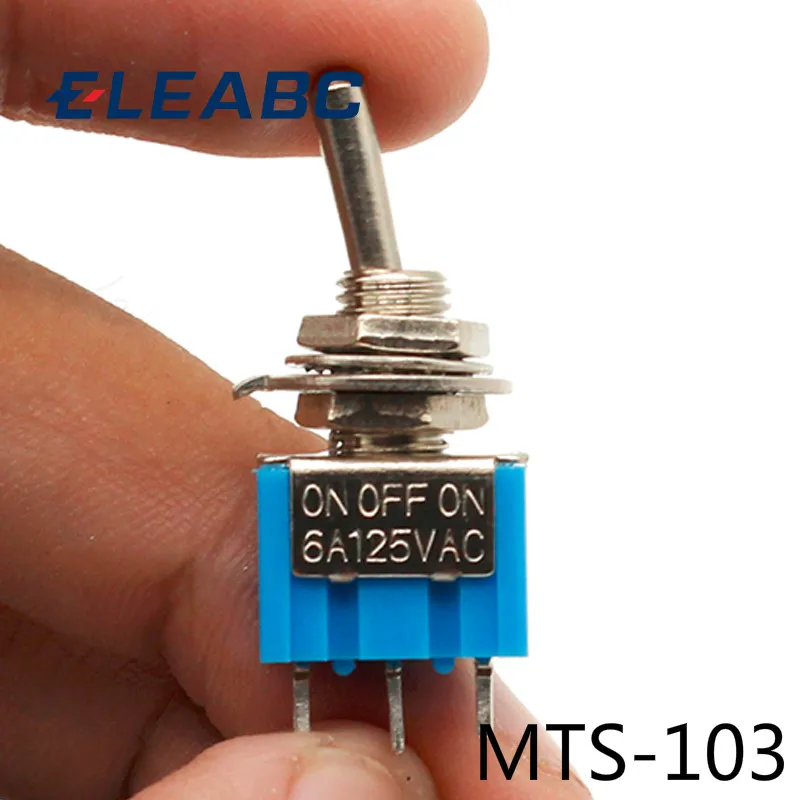 5pcs/lot Mini Mts-103 3-pin Sp3t On-off-on 6a 125v 3a250vac Toggle ...