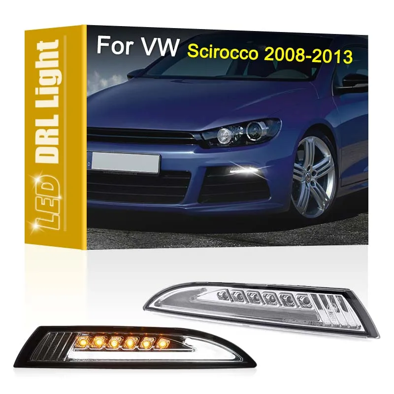 2Pcs Front Bumper LED Lamp Assembly White Daytime Running With Amber ...