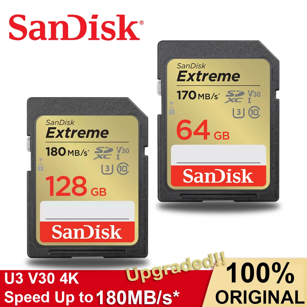 Sandisk cartão de memória extrema sdxc cartão de UHS I 32gb 64 128gb sd class10 c10 u3 v30 ...