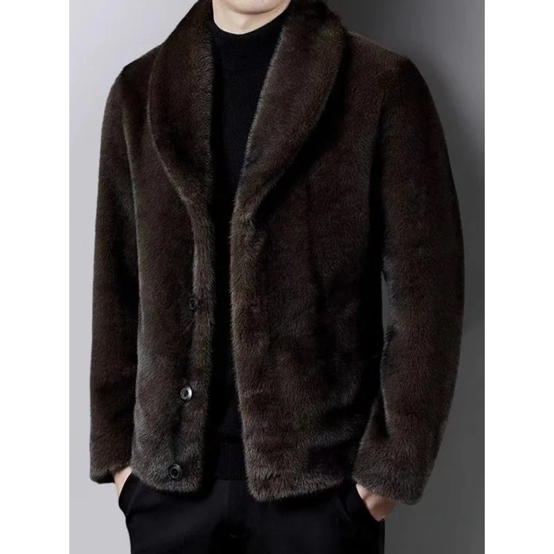 Leather-and-fur-integrated-jacket-thickened-faux-leather-plush-jacket ...