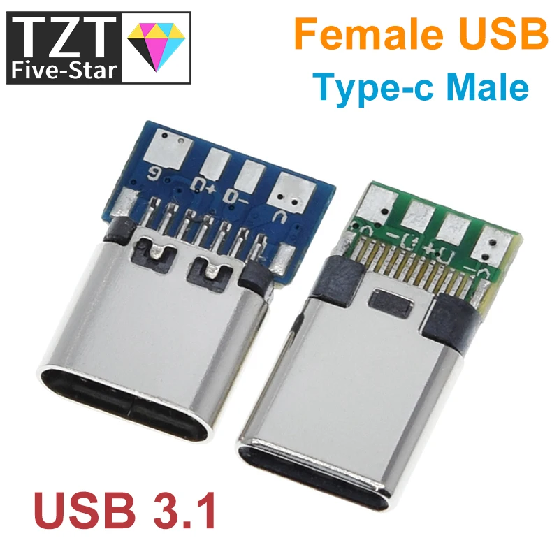 10pcs USB 3.1 Type C Connector 12/24 Pins Female/Male Socket Receptacle ...