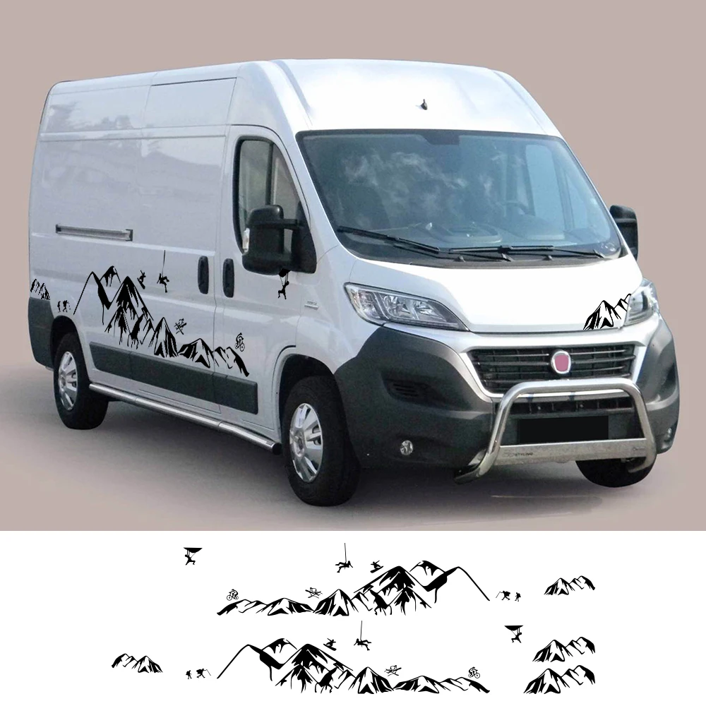 Van Body Side Stickers Camper Car Graphics Mountain Climb Decor Decals ...