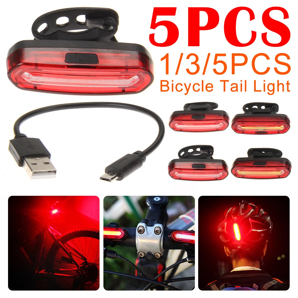 1-5PCS-Bicycle-Taillight-MTB-Bike-Rear-Light-USB-Rechargeable-LED-COB ...