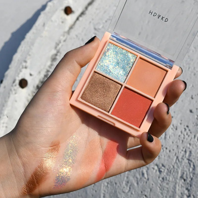 Mini Eye Shadow Quad Disk Earth Color Sequins Glitter Powder Student ...