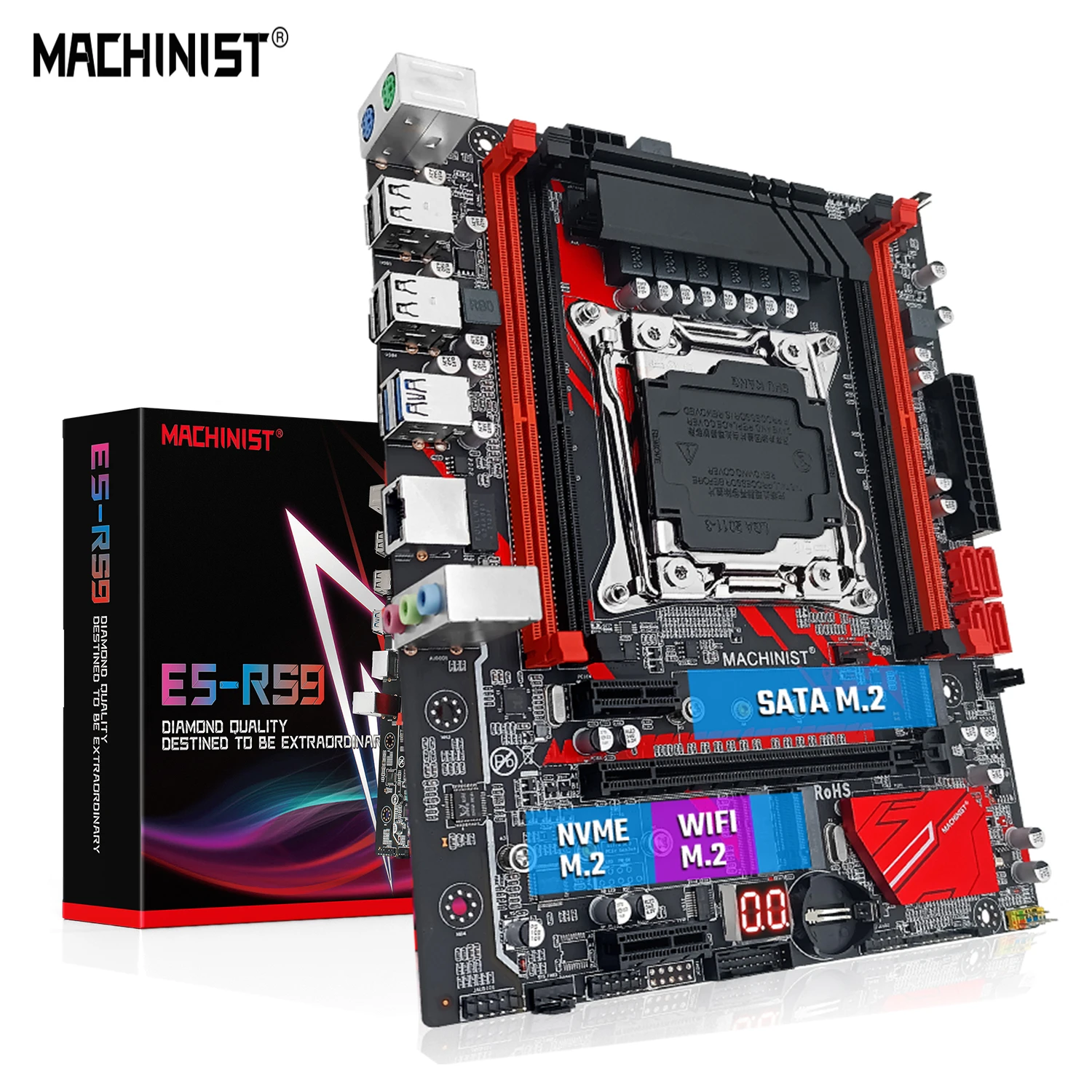 Machinist X99 Motherboard Lga 2011-3 Xeon E5 V3 V4 Processor With Dual M.2 Nvme Slot Support ...
