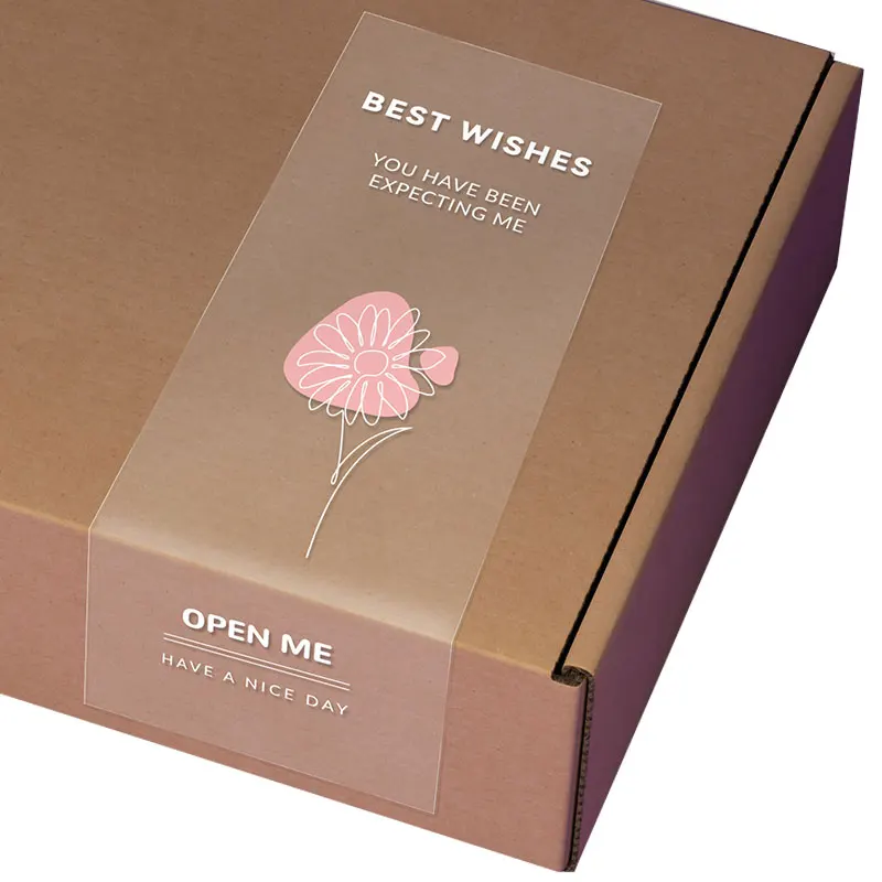 20pcs 4X10CM Gift Box Package Seal Stickers Label Clear Thank You ...