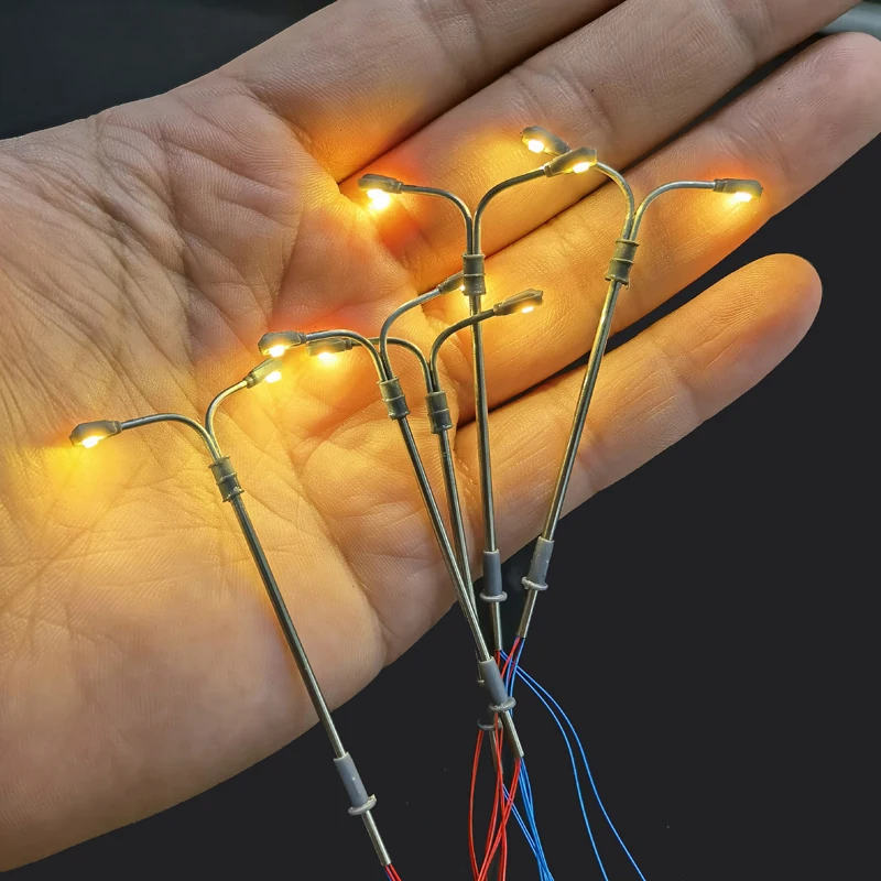 10-20-30-50PCS-1-150-N-Scale-Model-Street-Light-3V-Double-head-Led ...