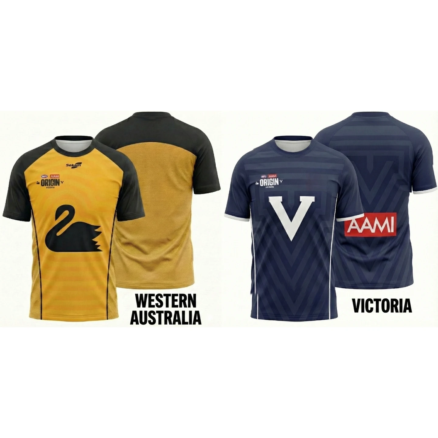 Australia Football Shirt Western Australia Black Swan Victoria Big V ...