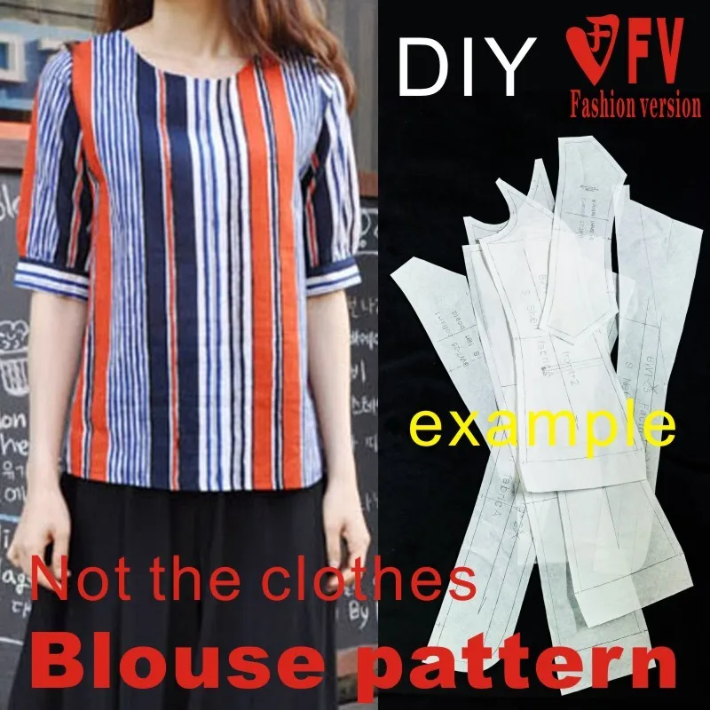 Pattern Making Women's Round Neck Short Style Small Shirt Pattern 1:1 ...