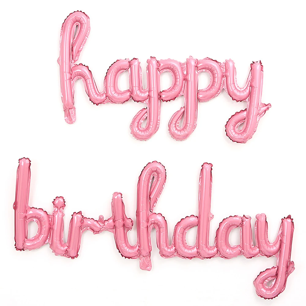 2pcs/set Pink Purple Happy Birthday Balloon Banner Foil Letter Balloons ...