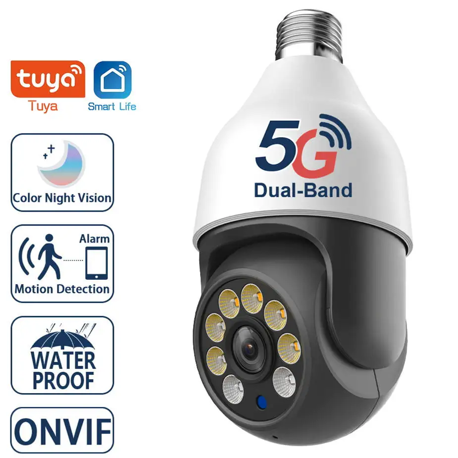 Tuya-4MP-5G-Dual-Band-WiFi-E27-Light-Bulb-Waterproof-Color-Night-Vision ...