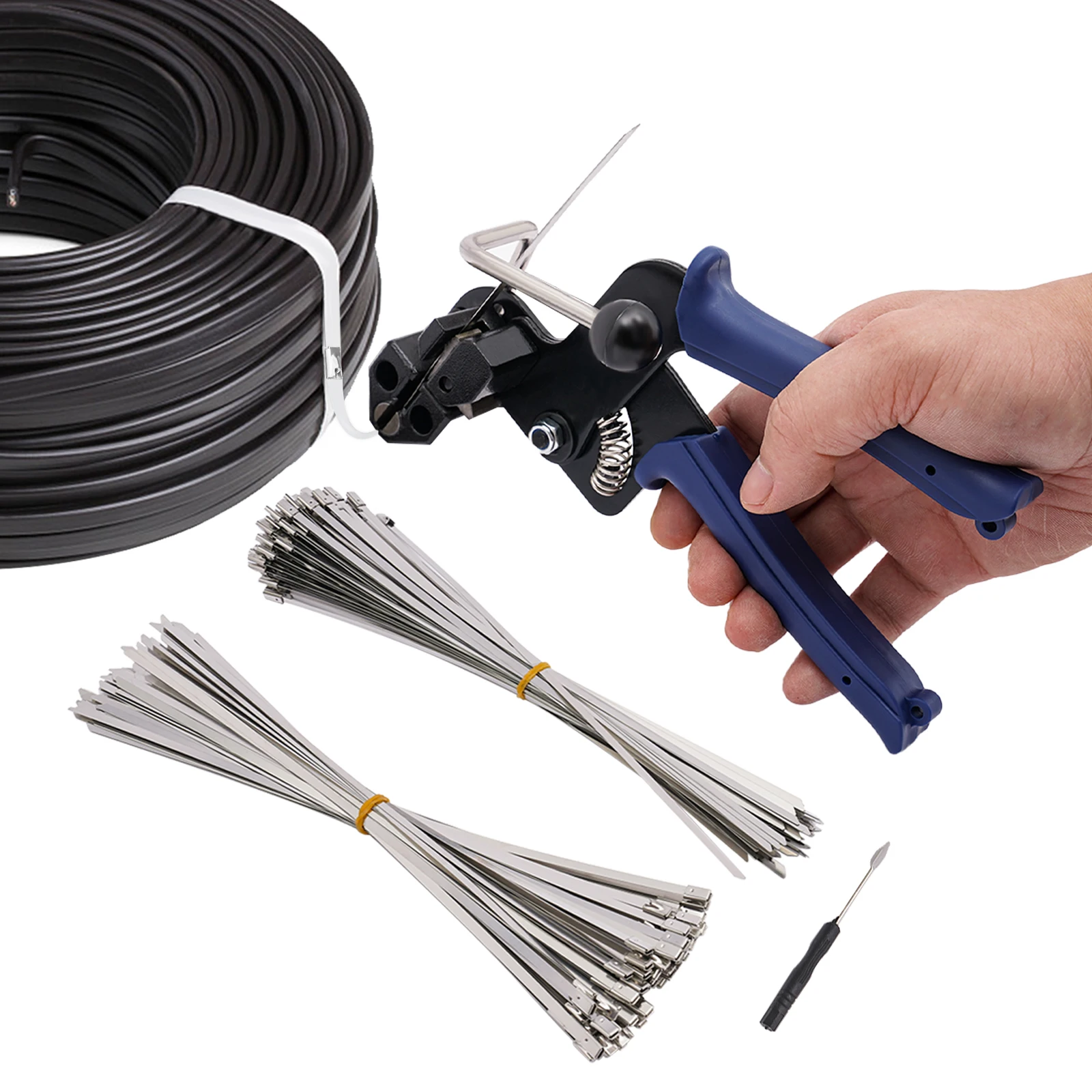 Cable-Ties-Plier-Metal-Tie-Wrap-Gun-Zip-Tie-Tool-with-200PCS-Stainless ...