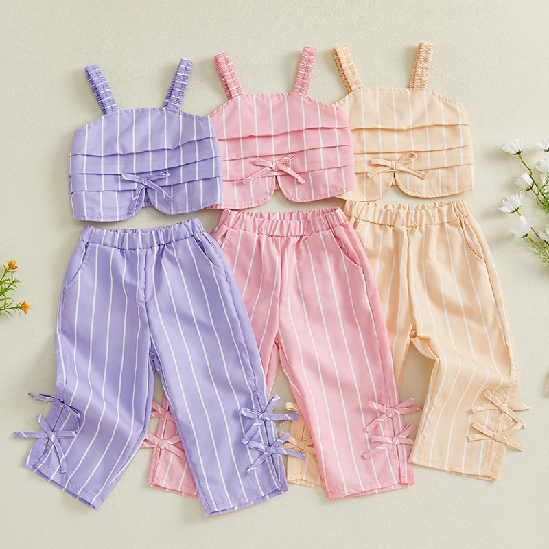Girls Summer Clothing Outfit Sets Fashion Kids Children Striped ...