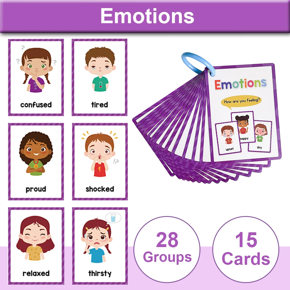 Emotions-Kids-Montessori-Learn-English-Words-Card-Cognitive-Flashcard ...