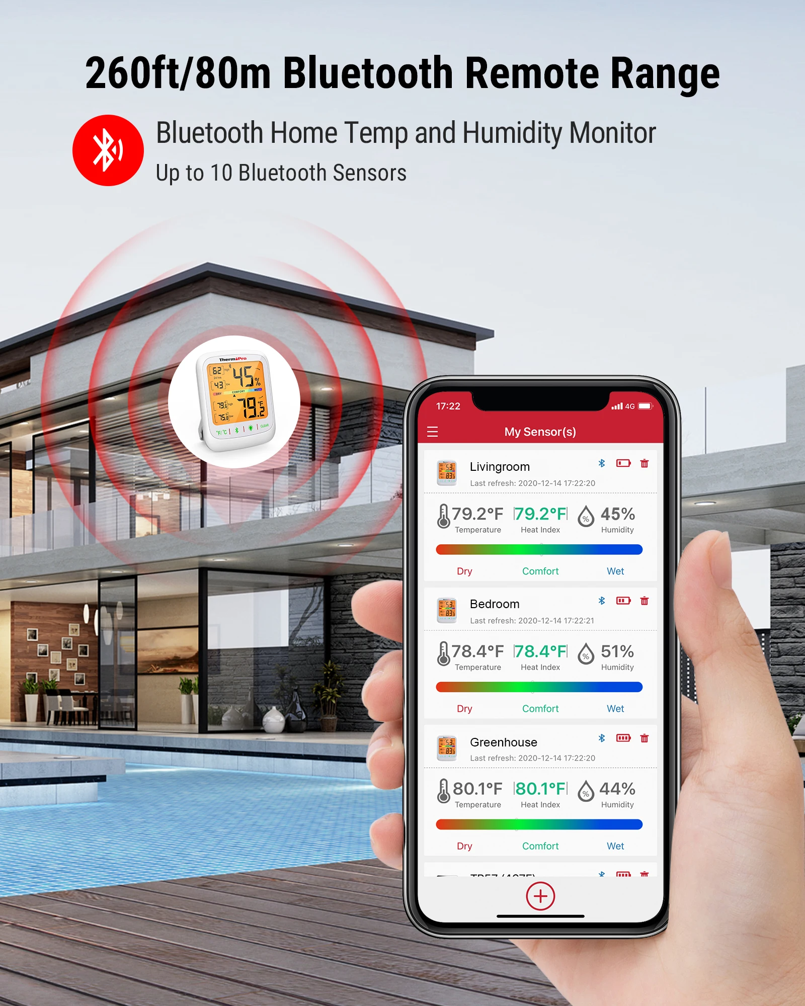 Temperature Data Logger ThermoPro TP358 Bluetooth Thermometer - Room ...