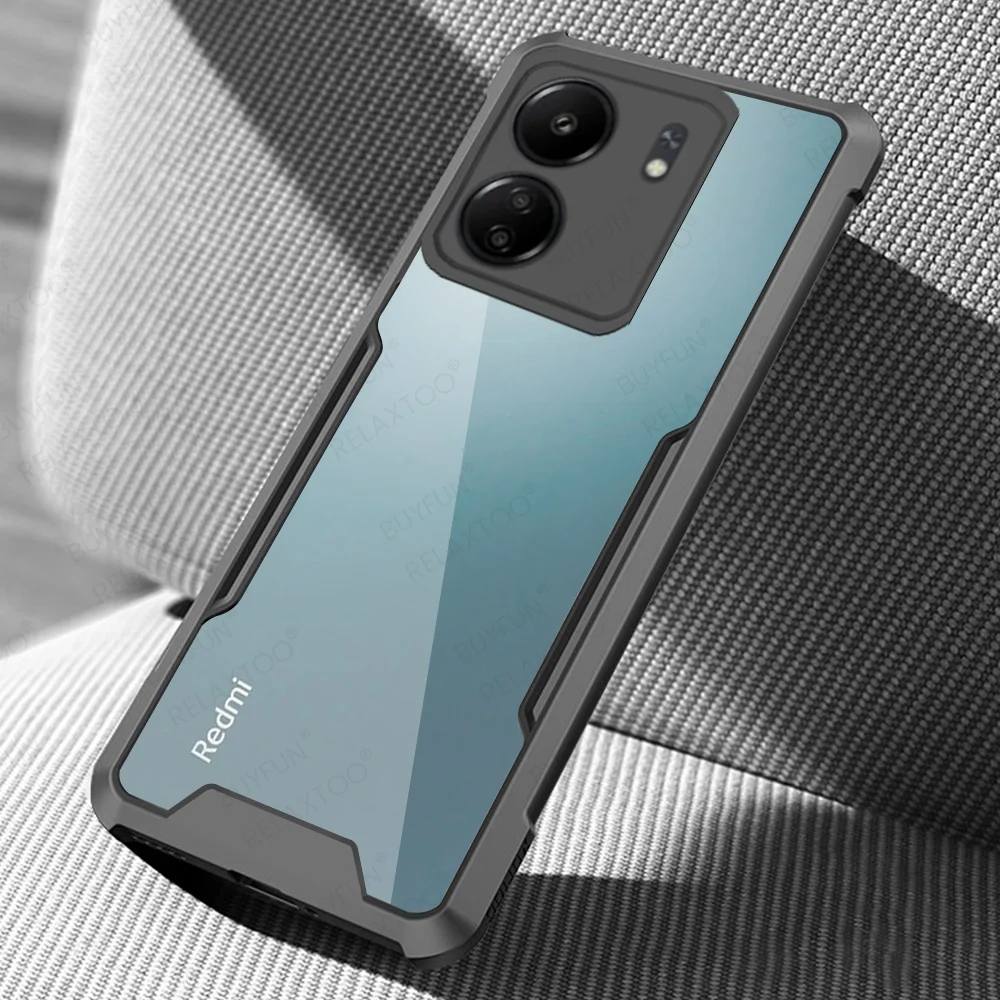For-Xiaomi-Redmi-13C-14C-Case-Acrylic-Transparent-Armor-Shockproof ...