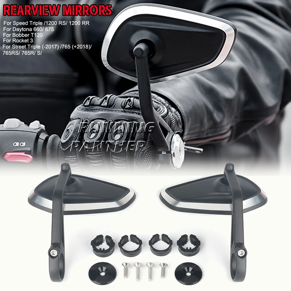 New-Motorcycle-Handlebar-Rearview-Side-Mirrors-Bar-End-Mirror-Kit-For ...