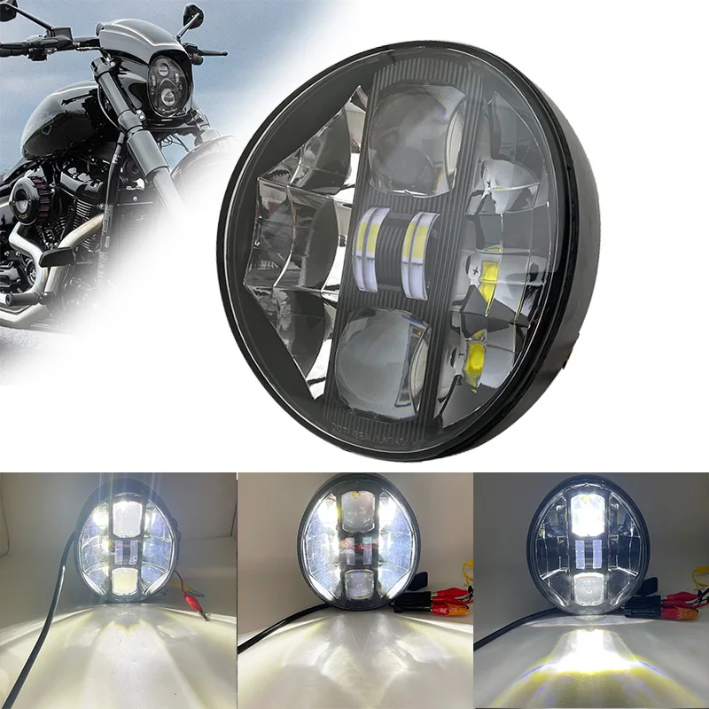 DOT-Approved-LED-Headlight-with-White-Lightning-DRL-For-Softail-2018 ...