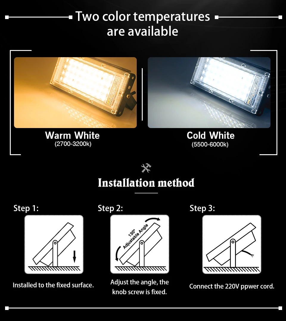 LED Flood Light 50W 100W AC110V 220V Waterproof IP65 Outdoor LED ...