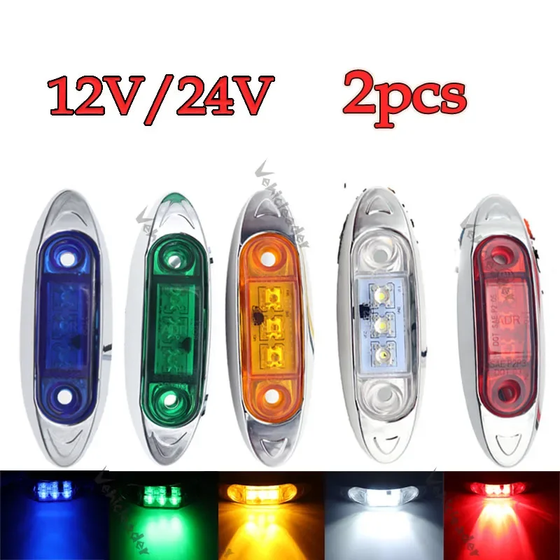 2pcs-12V-24V-Car-Trailer-Truck-Clear-Side-Marker-Lamp-Indicator-Lorry ...
