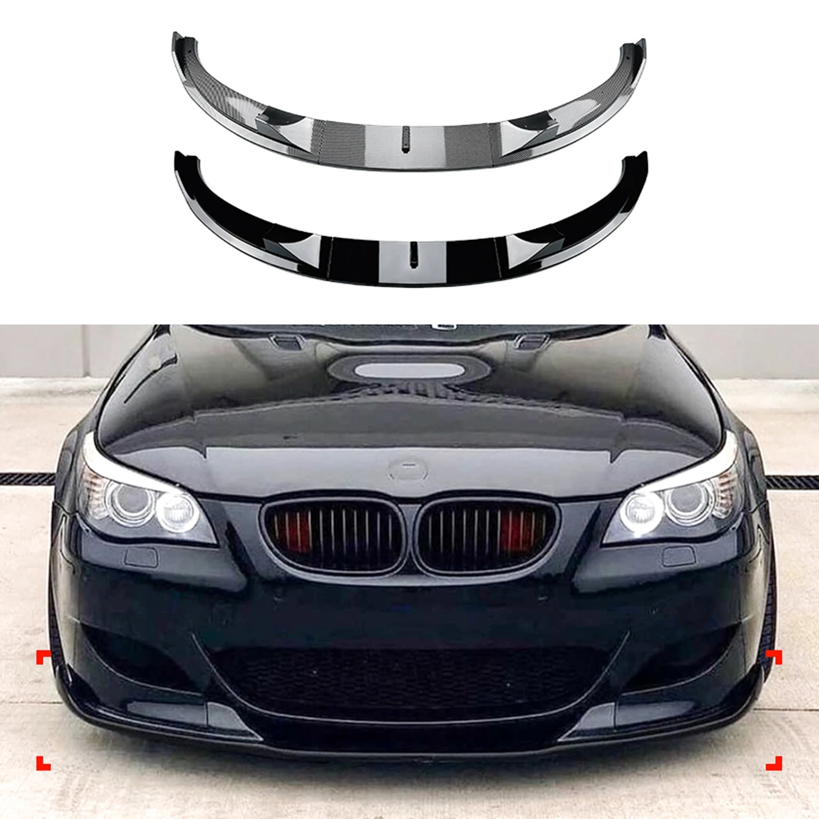 For-BMW-5-Series-E60-E61-M5-2005-2010-Front-Bumper-Spoiler-Lip-Carbon ...