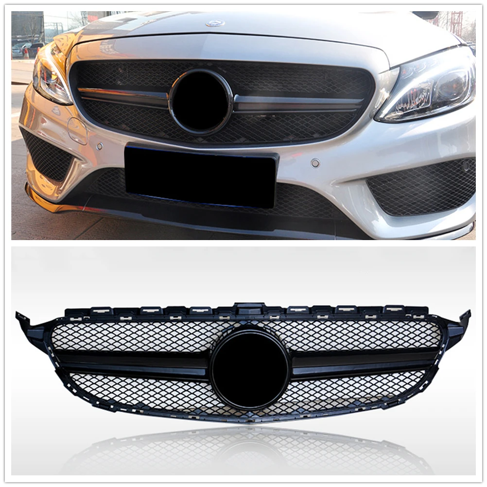 AMG-Style-Black-Front-Grille-For-Mercedes-Benz-W205-C-Class-2014-2018 ...