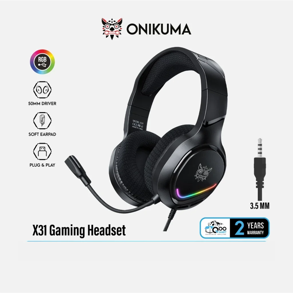 오니쿠마 X31 게이밍 헤드셋 게이밍 헤드폰 3.5mm 스피커 50mm RGB 파워 PC/모바일/콘솔 지원 - AliExpress 44