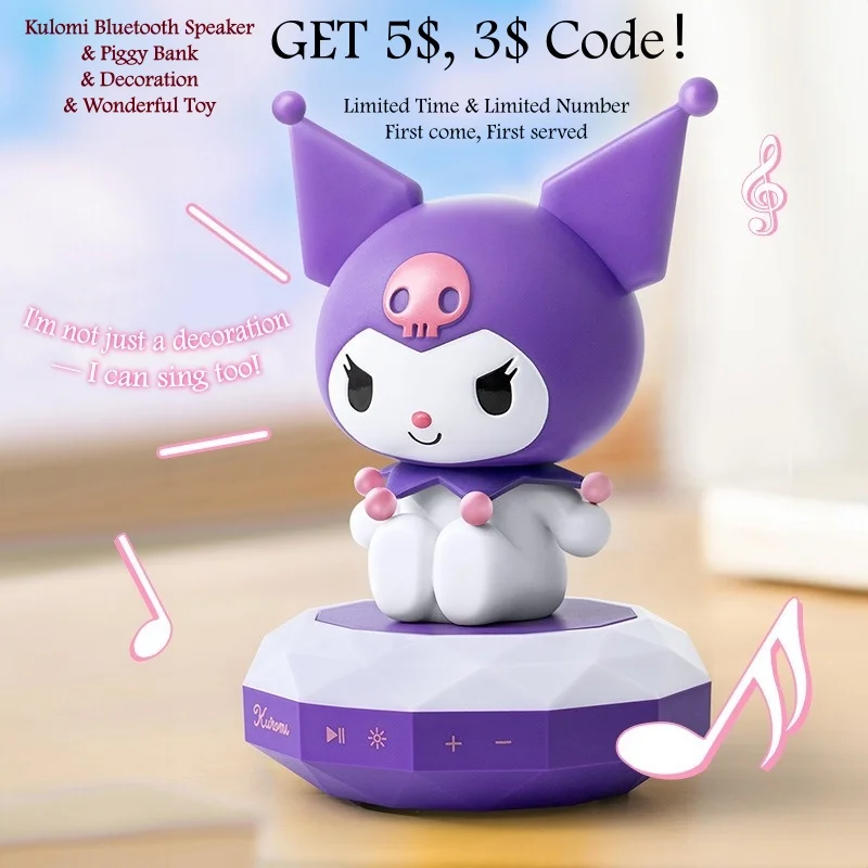 Genuine Sanrio Kuromi Bluetooth Speaker Piggy Bank Anime Figure ...
