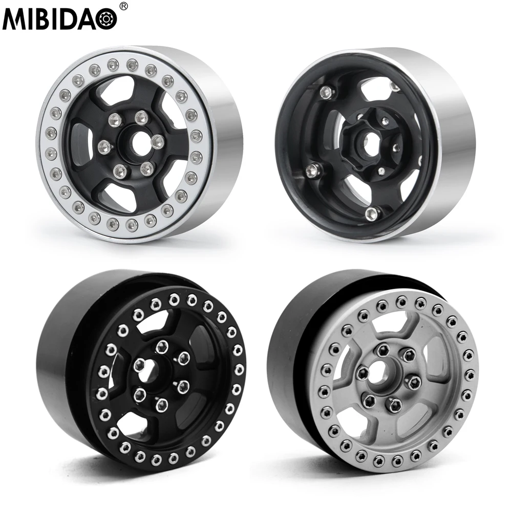 Mibidao 4pcs 1.9" Beadlock Metal Wheel Hub Rim For 1/10 Rc Crawler Axial Scx10 90046 Rr10 Wraith ...