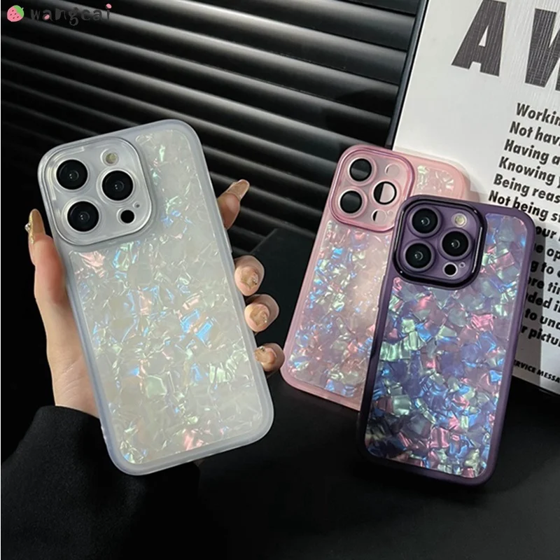 Soft-Brilhante-Matte-Phone-Case-com-Camera-Lens-Film-Padr-o-de-Concha ...