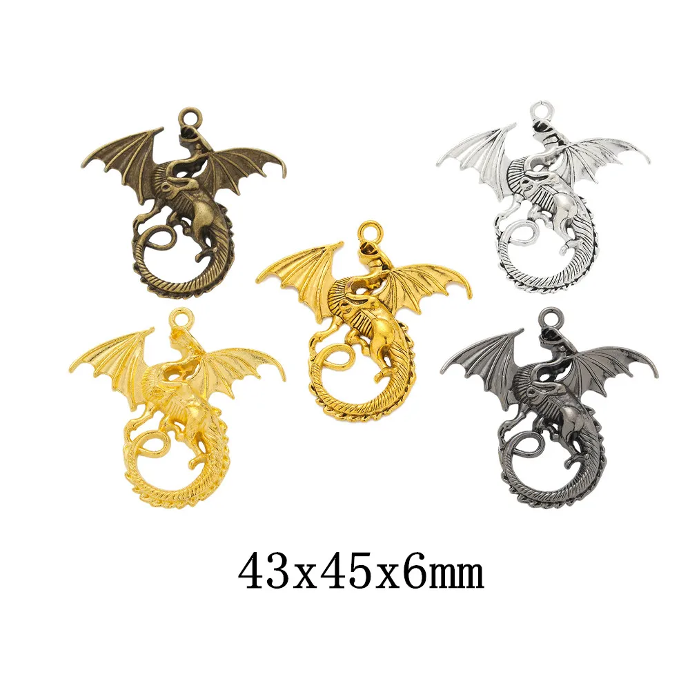 5 pieces (dragon) vintage zinc alloy charm metal pendant DIY jewelry ...