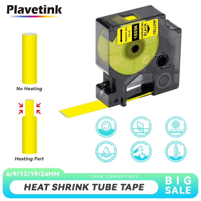 Plavetink 1pk 18056 Heat Shrink Tube Label Tape 12mm*1.5m Compatible ...
