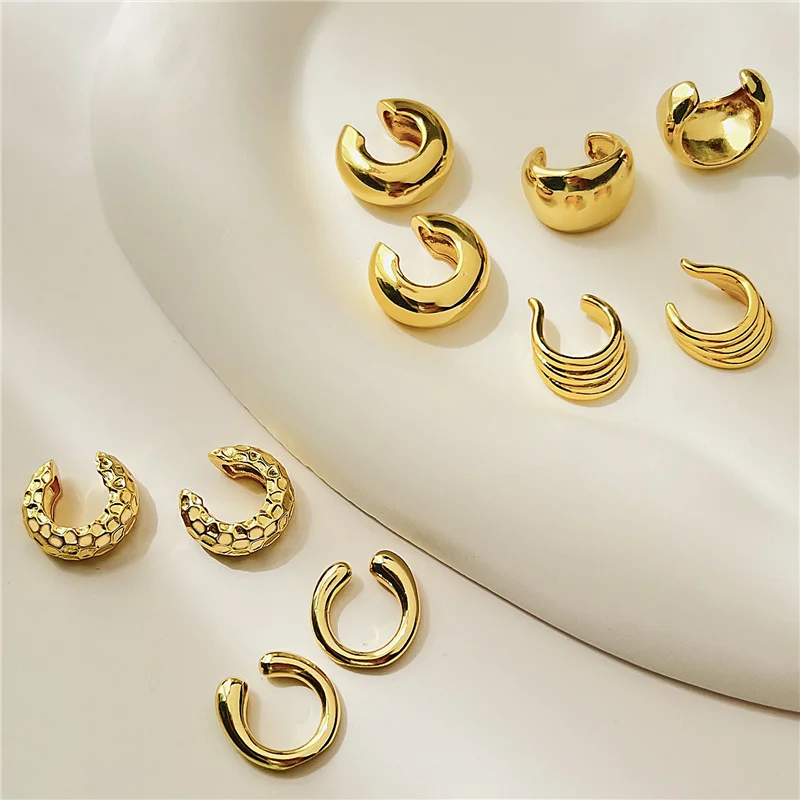 HECHENG-Gold-Color-Round-Ear-Cuff-Clip-on-Earrings-for-Women-Circle-Ear ...