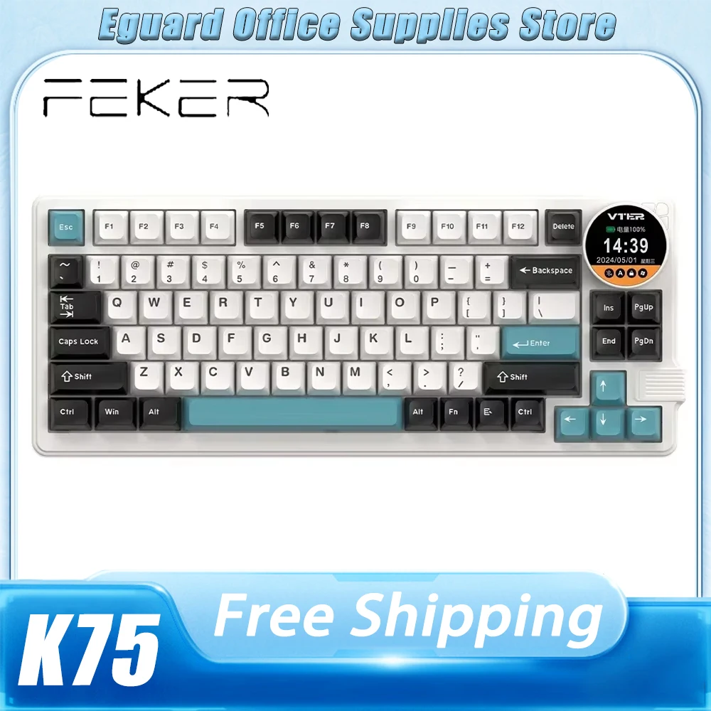Feker-K75-Mechanical-Keyboard-Three-Mode-2-4G-Bluetooth-Wireless-Gaming ...