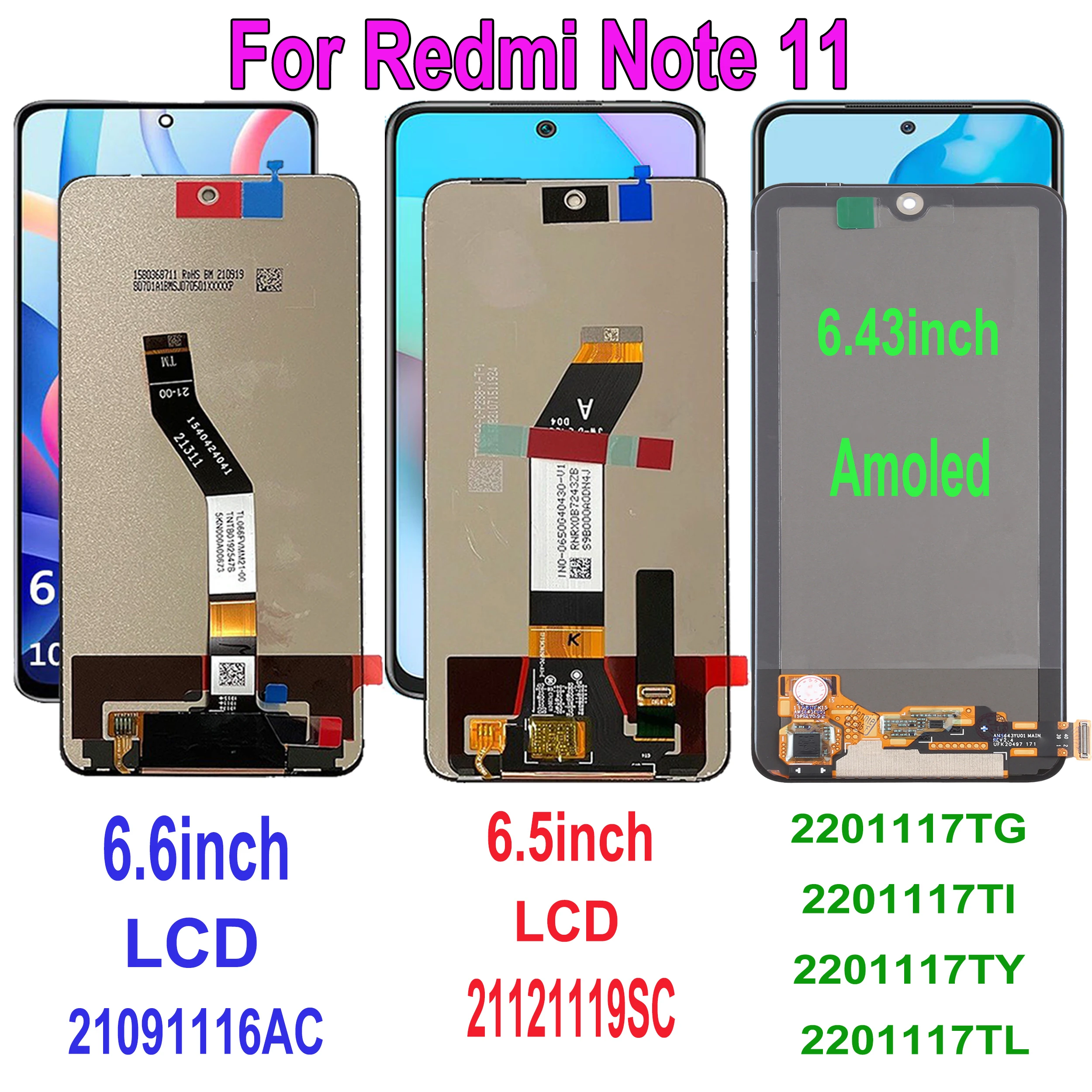 Pantalla LCD para Xiaomi Redmi Note 11 21121119SC 21091116AC 2201117TL ...