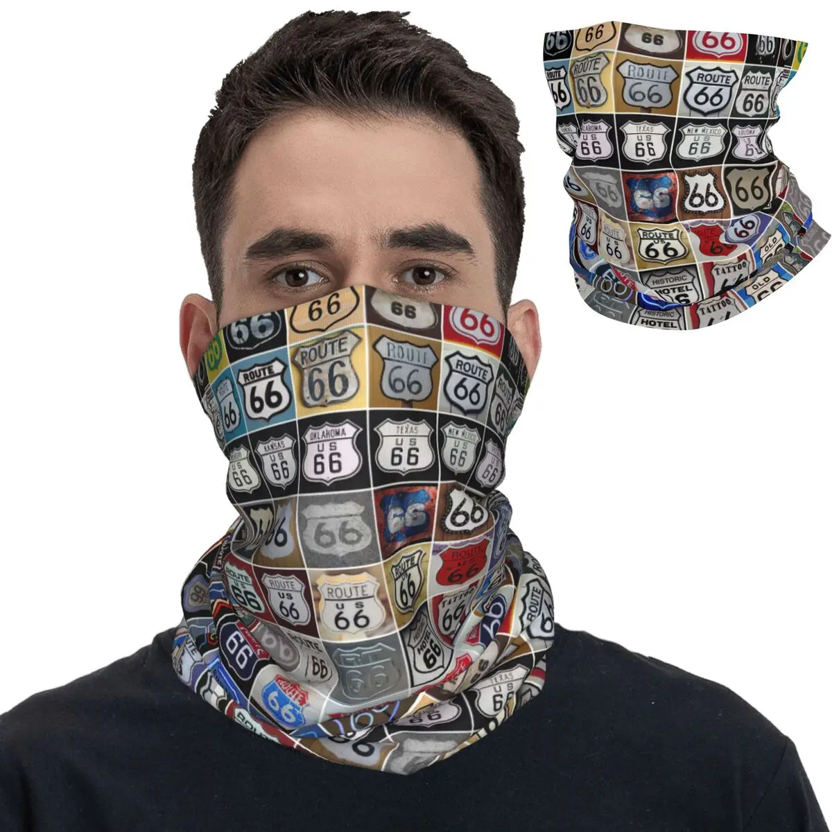 Route-66-Vintage-Trip-Heavy-Metal-Rock-Racing-Bandana-Neck-Gaiter-Mask ...
